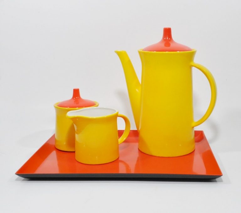 Retro Kitchen Coffee Set – ’60s Yellow & Orange
